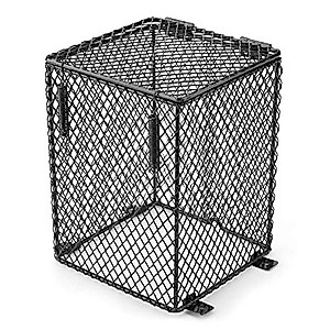 Fdit Pet Reptile Anti-Scald Lamp Mesh Cover Round Square Day Night Ceramic Light Bulb Heating Lampshade(Cubiod Shape)