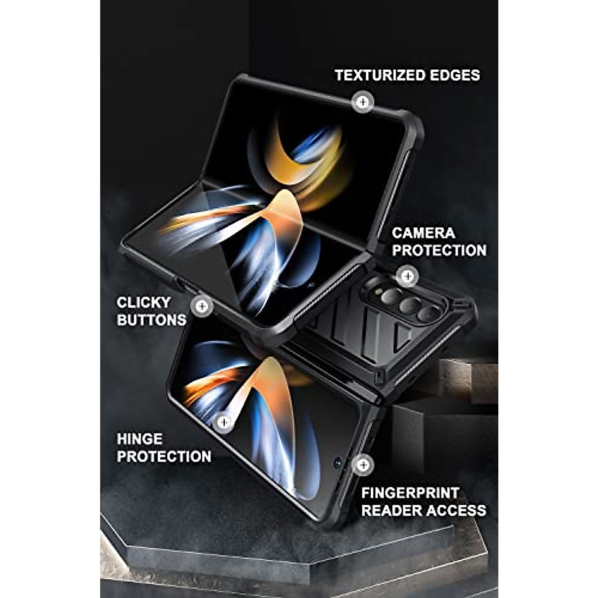SUPCASE Unicorn Beetle Case for Galaxy Z Fold 4 5G (2022), [Rugged Belt Clip] Shockproof Protective Case with Built-in Screen Protector & Kickstand (Black)