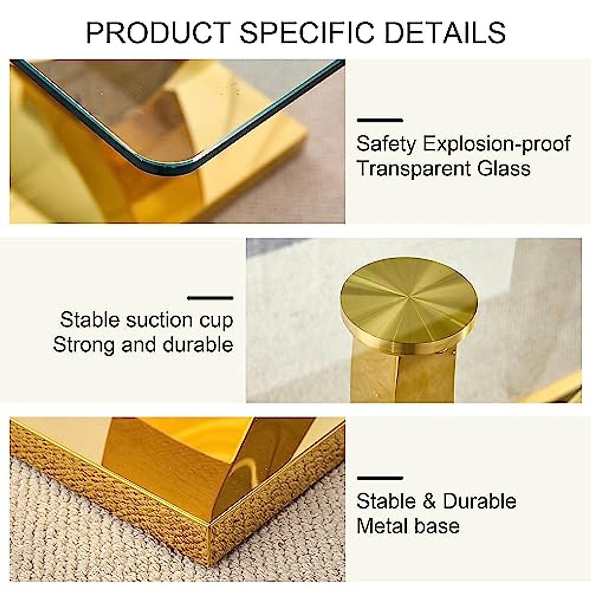 Wlvos 62.8" Rectangular Glass Dining Table for 4-6 with 0.39" Tempered Glass and Golden Chrome Metal Special-Shaped Bracket, for Kitchen Dining Living Meeting Room Banquet Hall (Golden)