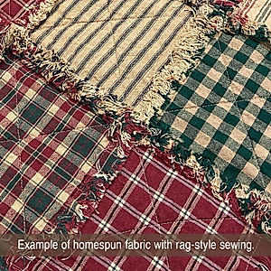 Vintage Christmas 2 Cotton Homespun Plaid Fabric by JCS - Sold by The Yard
