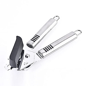 3-in-1 Can Opener Manual Stainless Steel ，Durable Food Safe Cut Multifunctional Kitchen Accessories，Smooth Edge，Heavy Duty Can Opener，with Non-Slip Handle for Elderly with Arthritis (Silver)