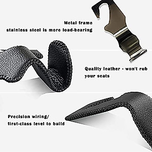 neynavy 2 PCS Car Headrest Hook, Leather Vehicle Back Seat Hanger Auto Seat Hook Hangers Interior Accessories for Purse Coats Umbrellas Grocery Bags Handbag (Black)