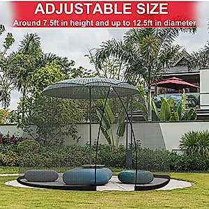 Patio Umbrella Netting, 7-10 FT Outdoor Umbrellas Screen Ultra-Large Umbrella Netting, Umbrella Hanging Tent, Patio Netting, Accommodate Up to 9 People Equipped with Double Zippers and Water Pipe
