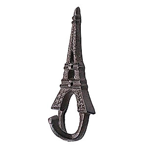 Rustic Style Industrial Cast Iron Coat Hook Heavy Duty Organizer Decoration Retro Creative Wall Hanging (Brown Eiffel Tower 2 Pack)