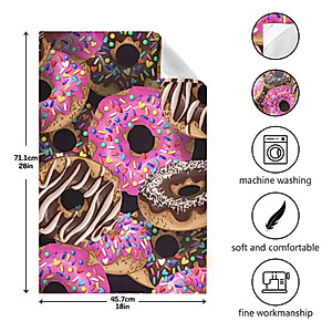 Tarity Yummy Donuts Kitchen Towels Set of 4 Pack Soft and Absorbent Dish Towels 28x18 in Large Cleaning Cloth Hand Towels with Hanging Loop Polyester Tea Towels Dish Rags for Drying Dishes