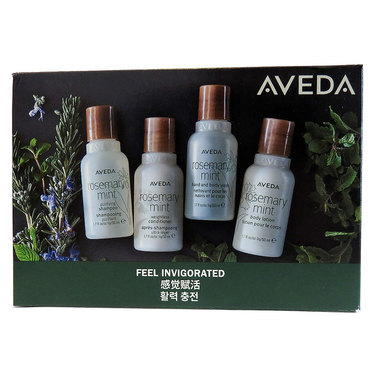 Aveda Rosemary Mint Shampoo, Conditioner, Hand & Body Wash, Body Lotion Set, 4 Count