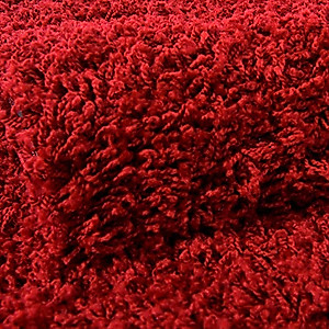 Rugs.com - Über Cozy Solid Shag Collection Rug – 9' x 12' Cherry Red Shag Rug Perfect for Living Rooms, Large Dining Rooms, Open Floorplans