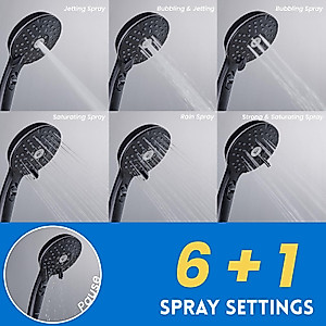 Ryamen Dual Shower Head Combo, Black 8'' High Pressure Rain/Rainfall Shower Head,5 Settings Adjustable Handheld Showers,with 15" Height Adjustable Slide Bar,Holder/59’‘ Hose