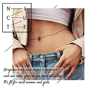 Nicute Boho Waist Chain Simple Belly Chains Summer Beach Body Accessories Jewelry for Women and Girls (Gold)