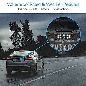 Pyle License Plate Rear View Camera - Built-in Distance Scale Lines Backup Parking/Reverse Assist Marine Grade Waterproof IP-67 Adjustable Slim Bar Cam Night Vision w/ 420 TVL Resolution PLCM28MS