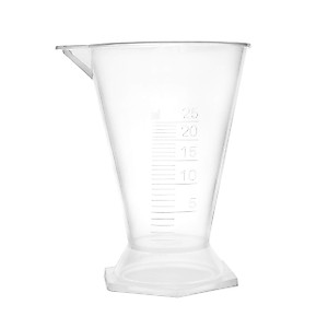 EISCO Conical Measure, 25ml - Polypropylene Plastic, Translucent - Pouring Spout - 1ml Raised Graduations - Hexagonal Base