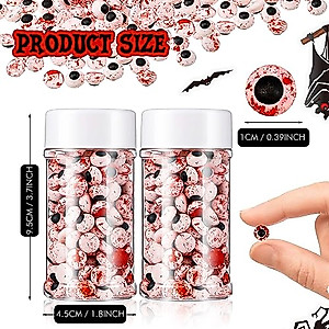 Halloween Edible Bloody Candy Eyes 3.8 oz Candy Bloody Eyeballs 2 Bottles of Edible Small Bloody Eyes for Cake Cookie Dessert Decorating Halloween Eyeballs Sweets for Halloween Birthday Party Supplies