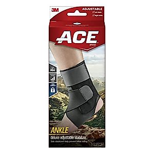 ACE Brand Deluxe Adjustable Ankle Stabilizer, Firm Stabilizing Support for Weak, Sore or Injured Joints, Adjustable Ankle Brace, Breathable, One Size Fits Most