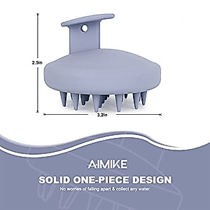 AIMIKE Scalp Massager Shampoo Brush, Soft Silicone Hair Scrubber for Washing Hair, Dandruff Removal & Scalp Scrubber Hair Growth Stimulator, Scalp Brush/Exfoliator Brush On Dry & Wet Scalp - Blue
