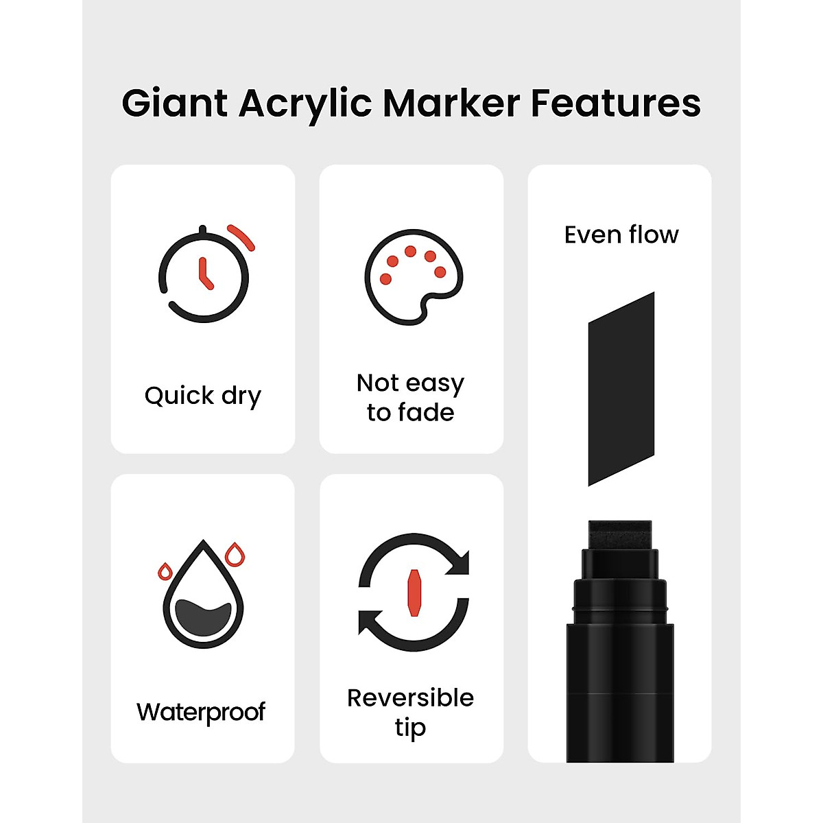 BIGTHUMB 3 Pcs Black Jumbo Permanent Markers: 15mm Wide Tip Thick Acrylic Paint Pen Large Calligraphy Marker for Rock Painting, Poster, Sign, Canvas, Glass, Wood, Ceramic