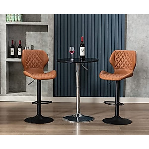 EALSON Swivel Bar Stools Set of 2 Modern Counter Height Barstools PU Leather Bar Chairs with Back Adjustable Kitchen Island Stools for Home Bar/ Dining Room, Brown