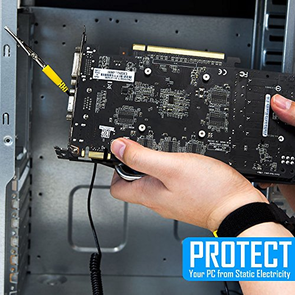 KingWin ATS-W24YKingwin Anti Static Wrist Strap Yellow, Adjustable ESD Wrist Band Fits Your Wrist Comfortably. Grounding Bracelet to Protect Your PC Computer or Electronics from Static Electricity