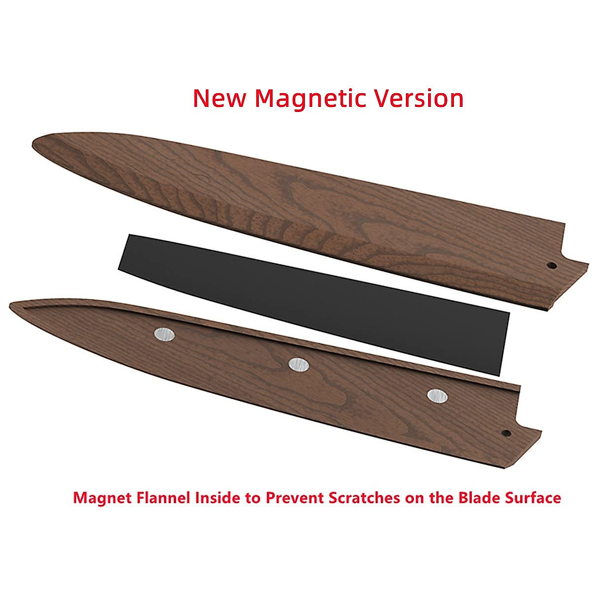 Aibote Handmade Natural Black Walnut Univeral Japanese Sashimi Knife Sheath Wooden Cover Chef Knives Cases Holders Protectors for Yanagiba Sujihiki Slicer (10.5 inch)