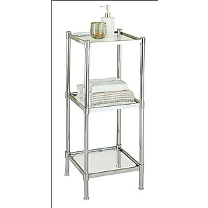 Organize It All 3 Tier Tempered Glass Freestanding Bathroom Storage Tower 13.25 x 13.25 x 31 inches