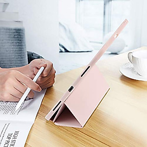 SIWENGDE Cases for iPad Pro 12.9 Case 6th/5th/4th Generation (2022/2021/2020) with Pencil Holder [Apple Pencil Wireless Charging] Soft TPU Smart Tri-fold Stand Protective Cover(Pink)
