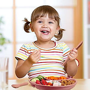 18 Pcs Baby Suction Plates Toddler Divided Plate Set Silicone Baby Plates with Forks and Spoons Baby Plates with Suction Toddler Utensils for Baby Kids Dishwasher Microwave Safe (Macaron Color)