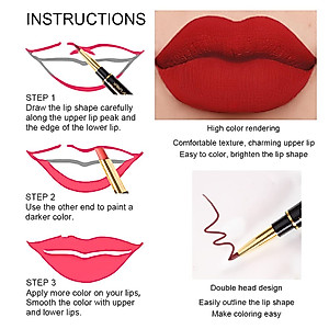 evpct 6Pcs Red Lip Liner and Lipstick Lip Stain Crayon Gift Set for Women DNM Dark Deep Red Nude Long Lasting 24 Hour Matte Color Stay, labiales mate 24 horas originales