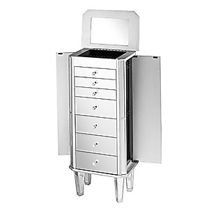 SEI Furniture Mirrored Jewelry Armoire Southern Enterprises Margaux MirroredArmoire, Silver, (AMZ2157SJ)