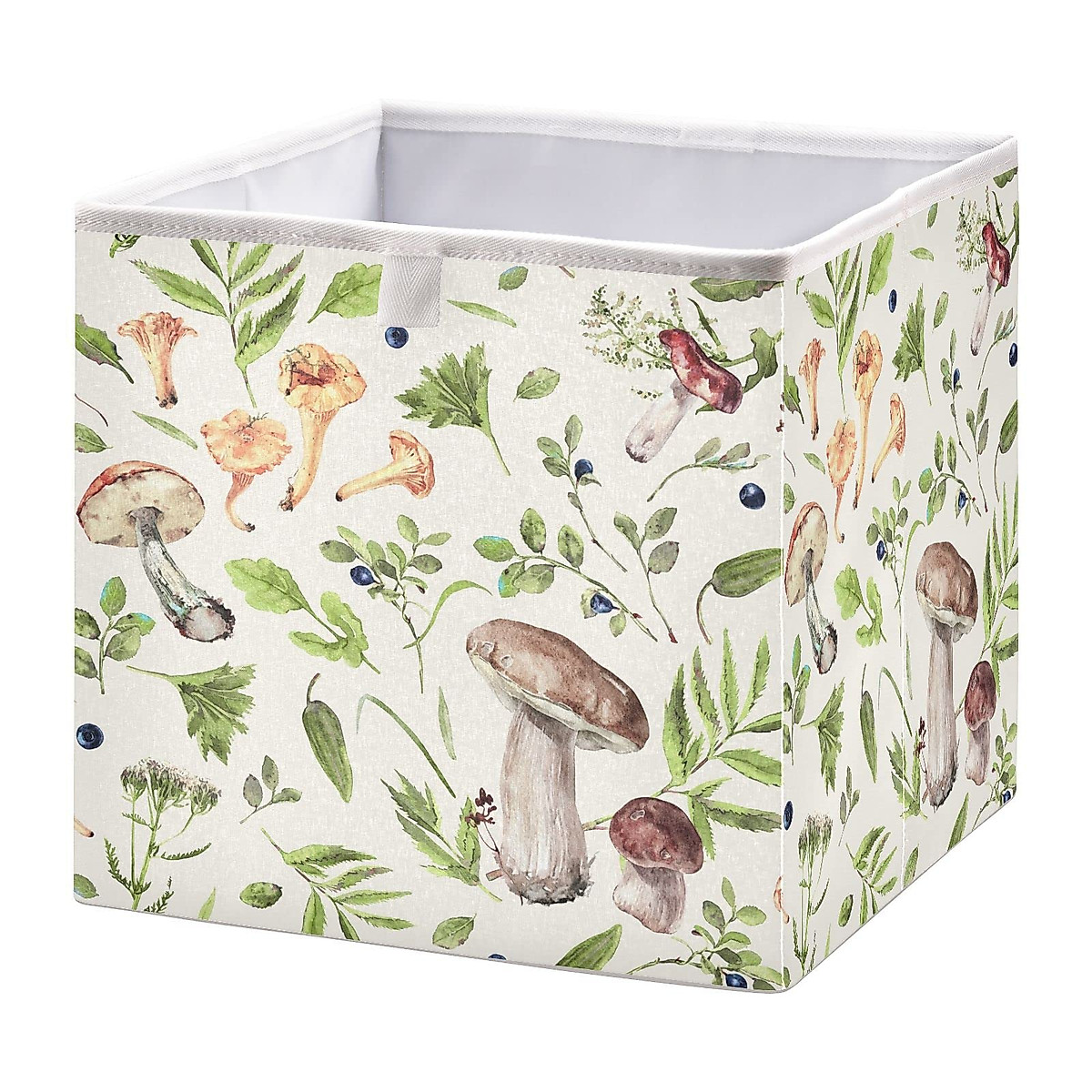 YEGAME Mushroom Cube Storage Box, Foldable Fabric Storage Cube Portable Storage Basket for Bookshelf Closet Laundry Room Nursery Home Decor, 11X11X11In