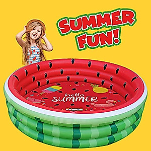 Watermelon Inflatable 60 inches, Pit Ball Pool Swimming Pool with 3 Rings, Boys and Girls Summer Fun in Garden, Backyard, Indoor & Outdoor by ninostar