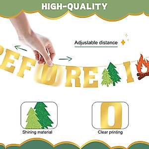 Camp Bachelorette Decorations, Pre-assembled Cabin Crew Before I Do Banner, Gold Green Bachelorette Party Decor for Bride, Camping Party Decorations With Pennant Flags Garland