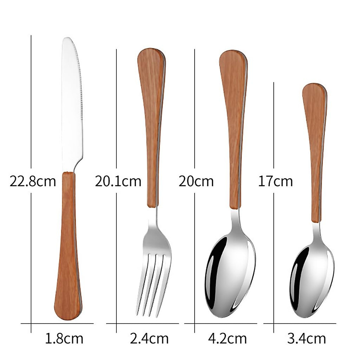 Aimilan 48 Piece Silverware Set for 12, Imitation Wooden Handle Flatware Cutlery Set for Home Kitchen Restaurant, Mirror Finish, Dishwasher Safe (48-Piece for 12)