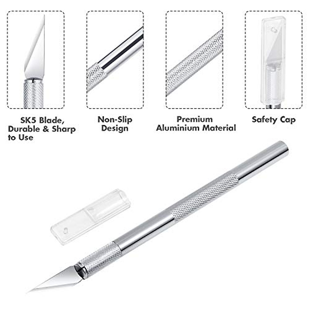 Anezus Craft Knife Precision Cutter and Self Healing Cutting Craft Mat Hobby Knife Set with 30 PCS Hobby Blades Art Knife for Art Hobby Craft Scrapbooking Stencil