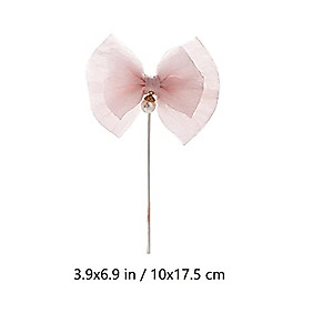 3pcs Bow Cake Topper Pink Lace Bowknot Cake Toppers Cake Dessert Picks Decoration For Baby Shower Birthday Wedding Party Supplies