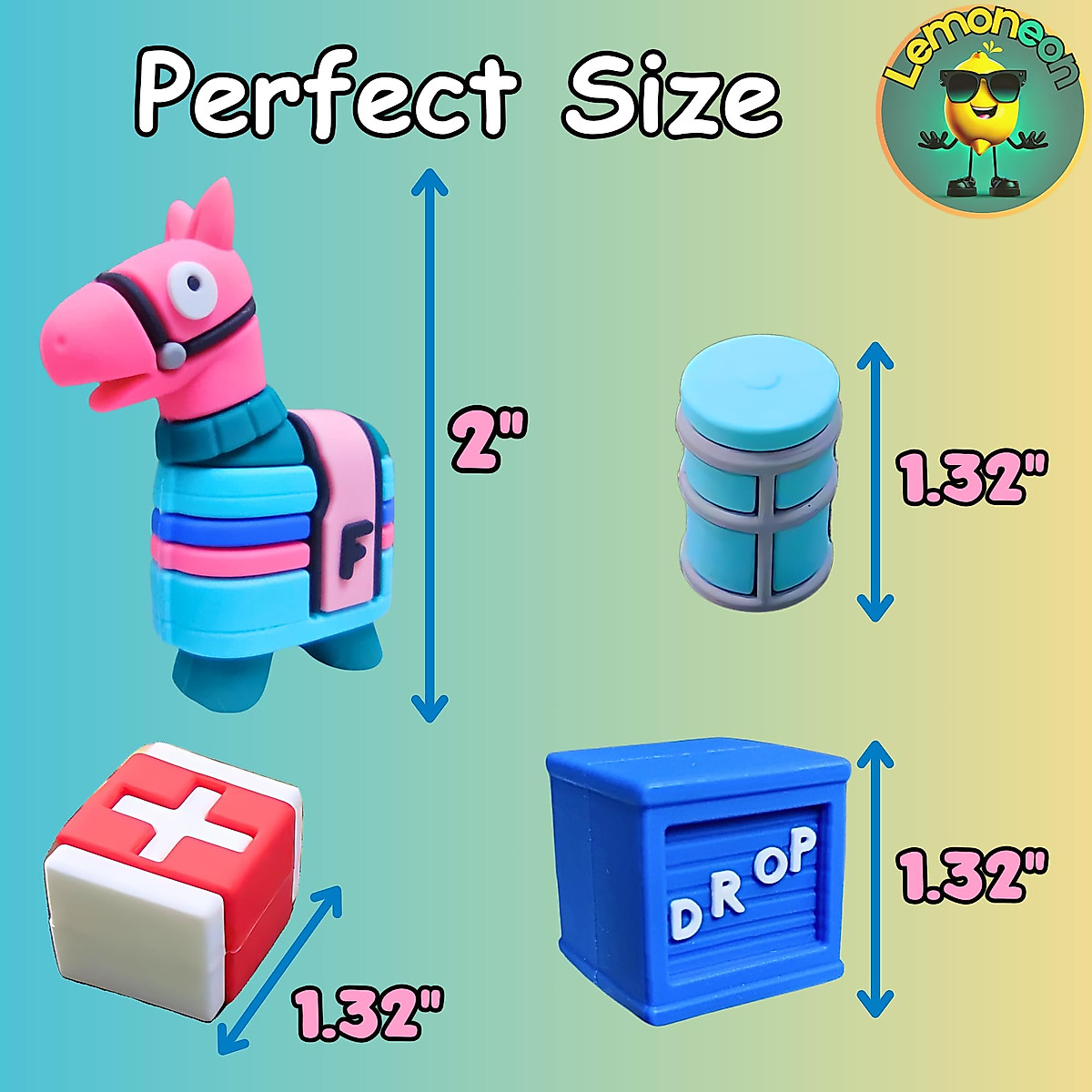 Lemoneon Video Game Cake Toppers Upgraded Designs V2 Battle Royale Llama Decoration for Birthday Party Cake Decor 11Pcs/Set