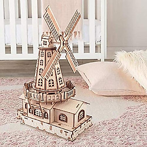 GuDoQi 3D Wooden Puzzle for Adults, Wooden Dutch Windmill, Model Kits to Build, Wood Craft Kit, DIY Assembly Toy, Idea Gifts for Birthdays Mother's Day