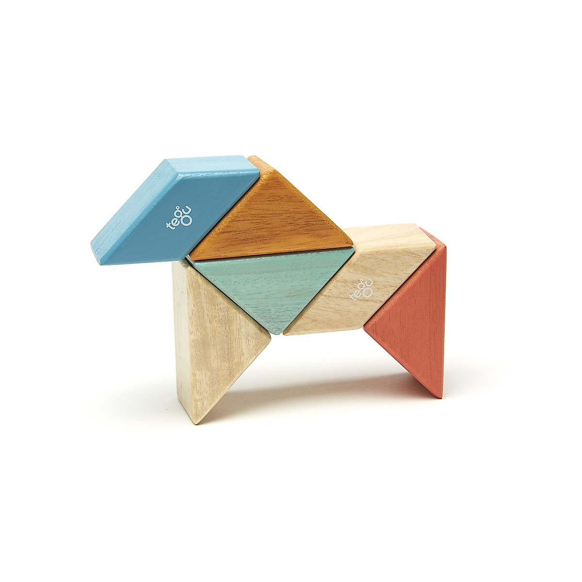 6 Piece Tegu Pocket Pouch Prism Magnetic Wooden Block Set, Sunset