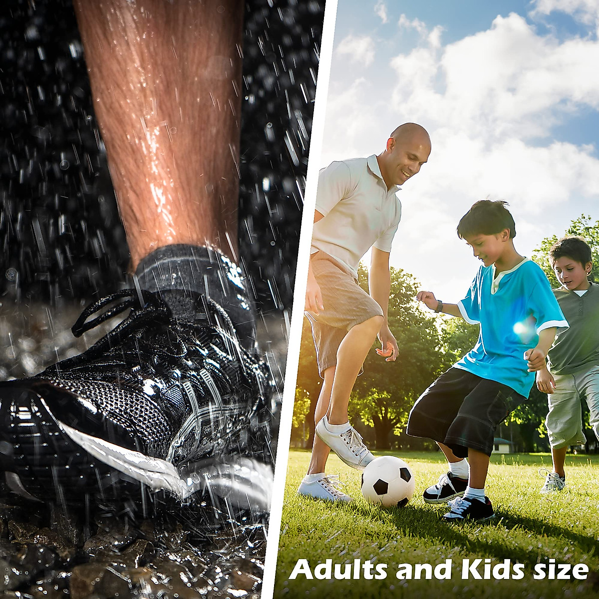 DRYMILE Active Waterproof Socks, Breathable Cushioned Running, Hiking, Winter Waterproof Socks for Men & Women - Ankle (Large, White/Blue)