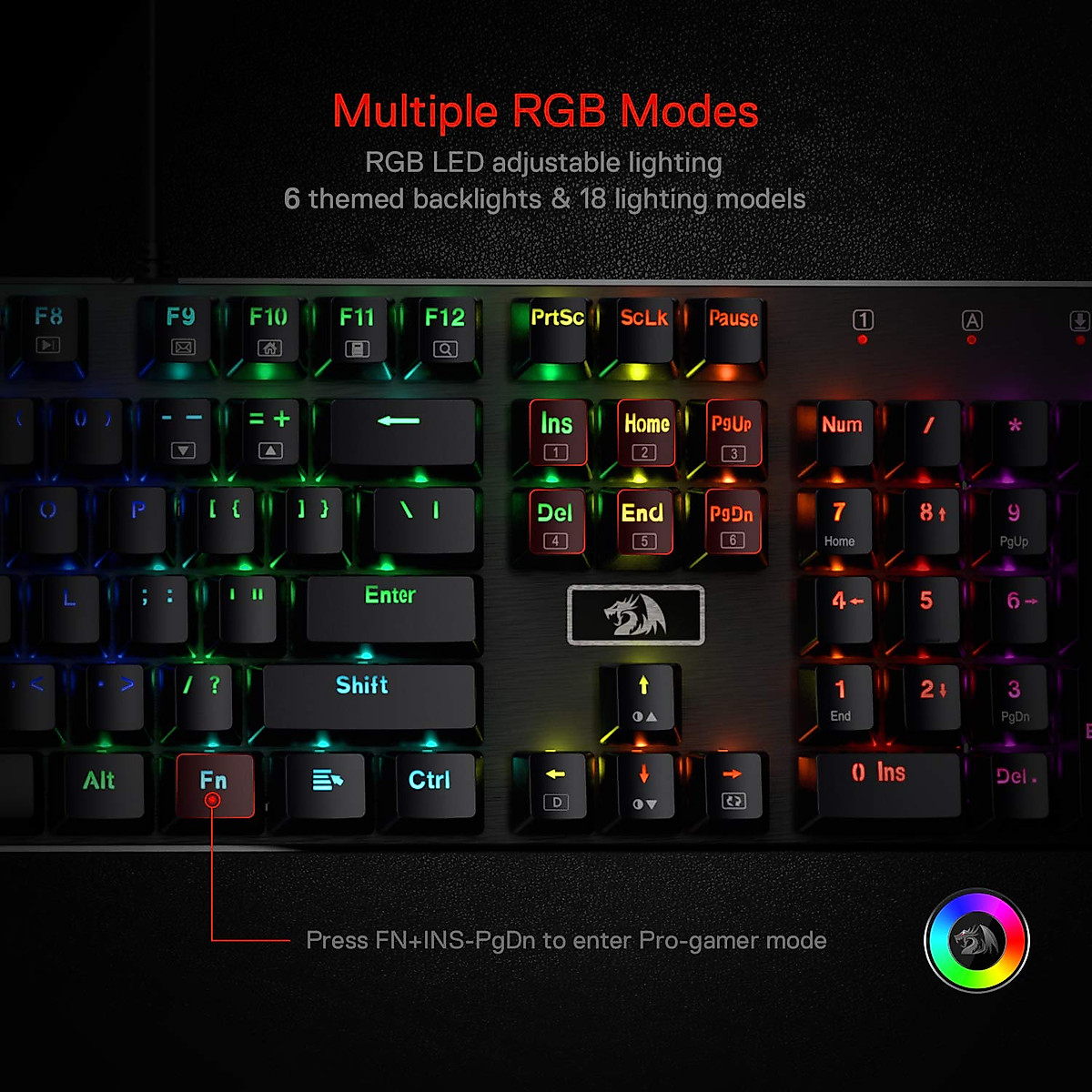 Redragon K556 RGB LED Backlit Wired Mechanical Gaming Keyboard, 104 Keys Hot-Swap Mechanical Keyboard w/Aluminum Base, Upgraded Socket and Noise Absorbing Foams, Quiet Linear Red Switch