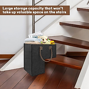 Stair Basket, Step Storage Basket, L-Shaped Design Step Storage Organizer, Staircase Baskets For Carpeted Stairs, Foldable Step Storage Laundry Basket, Staircase Baskets for Carpeted Steps, Hard Board