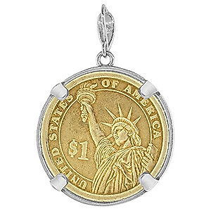 Sterling Silver Susan B. Anthony Bezel Sacagawea 26 mm Coins Prong Back Round Edge Coin NOT Included