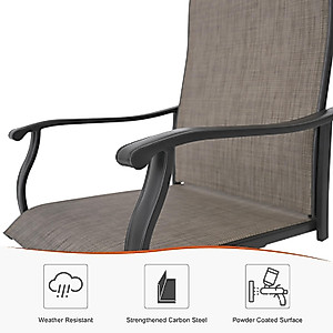 Virvla Patio Metal Dining Swivel Chairs Set of 2 Bistro Backyard Rocker Chairs All Weather Resistant Garden Outdoor Furniture - Tan/Light Grey