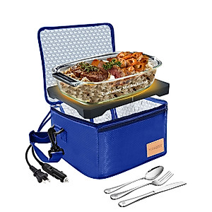 Portable Oven & Food Warmer Electric Lunch Box Food Heater 12/24/110/220V for Car, Truck, Office, Travel & Home ,Mini Portable Microwave Lunch Heater for Work, Compact Portable Food Warmer Lunch Box