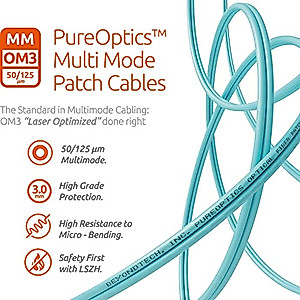 BEYONDTECH LC to LC Fiber Patch Cable Multimode Duplex - 5m (16.4ft) - 50/125um OM3 10G LSZH PureOptics Cable Series