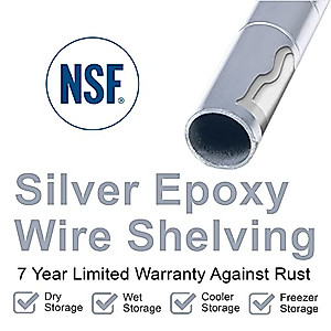 Nexel 18" x 42" x 63" , 4 Tier, NSF Listed Adjustable Wire Shelving, Unit Commercial Storage Rack, Silver Epoxy, Leveling feet