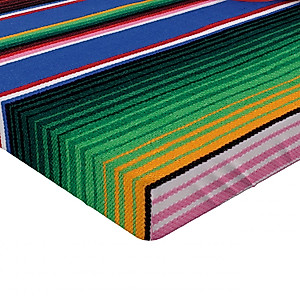 Lunarable Mexican Fitted Sheet, Latin American Culture Theme Sombrero Straw Hat Maracas Serape Blanket Rug Picture, Bed Cover with All-Round Elastic Deep Pocket for Comfort, Twin Size, Red Green