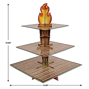 Beistle Tiki Torch Cupcake Stand Luau Theme Cake Holder Display Hawaiian Tropical Party Supplies 15.25" x 11.25"