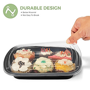 Glotoch Meal Prep Container, 50 Pack 28OZ 1 To Go Containers, Black Plastic Containers With Lids For Storage-Microwave&Freezer&Dishwasher Safe, BPA-Free, Durable&Stackable