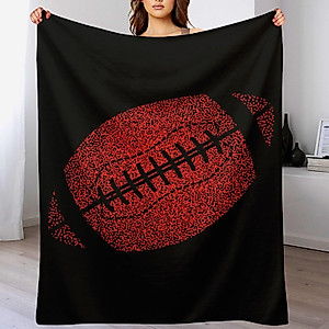 Football Throw Blanket - Soft Flannel Sports Football Blankets for Girls Boys Kids Football Lovers - Warm Rugby Throw Blankets for All Season Lap, Chair, Sofa - 50"x40"