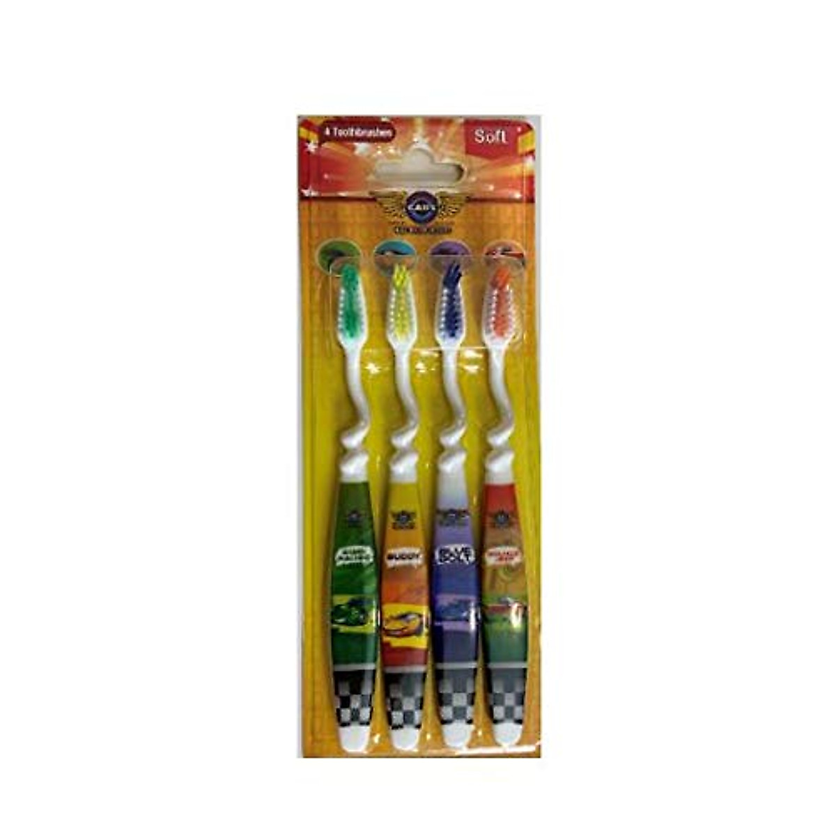 The Toon Studio Car 4-Count Kids Toothbrush, Soft