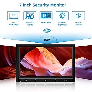 7 Inch Small Monitor, Raspberry Pi Monitor Built-in Speakers, Mini Monitor 1024 x 600, HDMI Monitor 60 Hz, 5ms, IPS Screen Display w/Remote Control, HDMI VGA AV BNC Input, Computer Monitor,PC Monitor